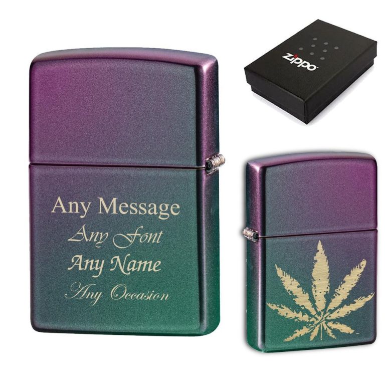 Engraved Iridescent Leaf Official Zippo Windproof Lighter - All Things Personalised