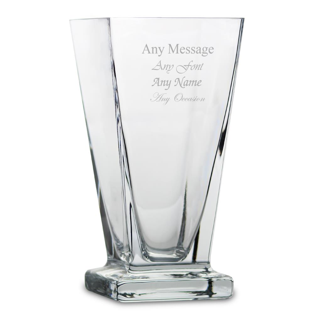 Engraved 22.5cm Handmade Tapered Footed Vase - Personalised Gift Supply